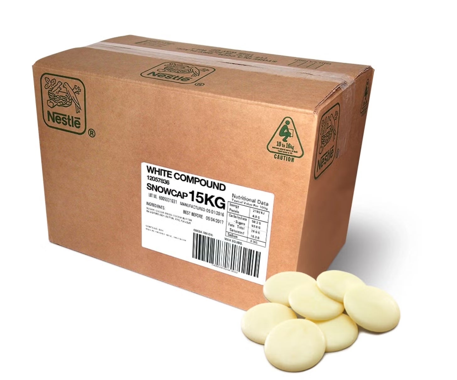 Nestle Snowcap - White Compound Chocolate - 15kg | Confectioner's ...
