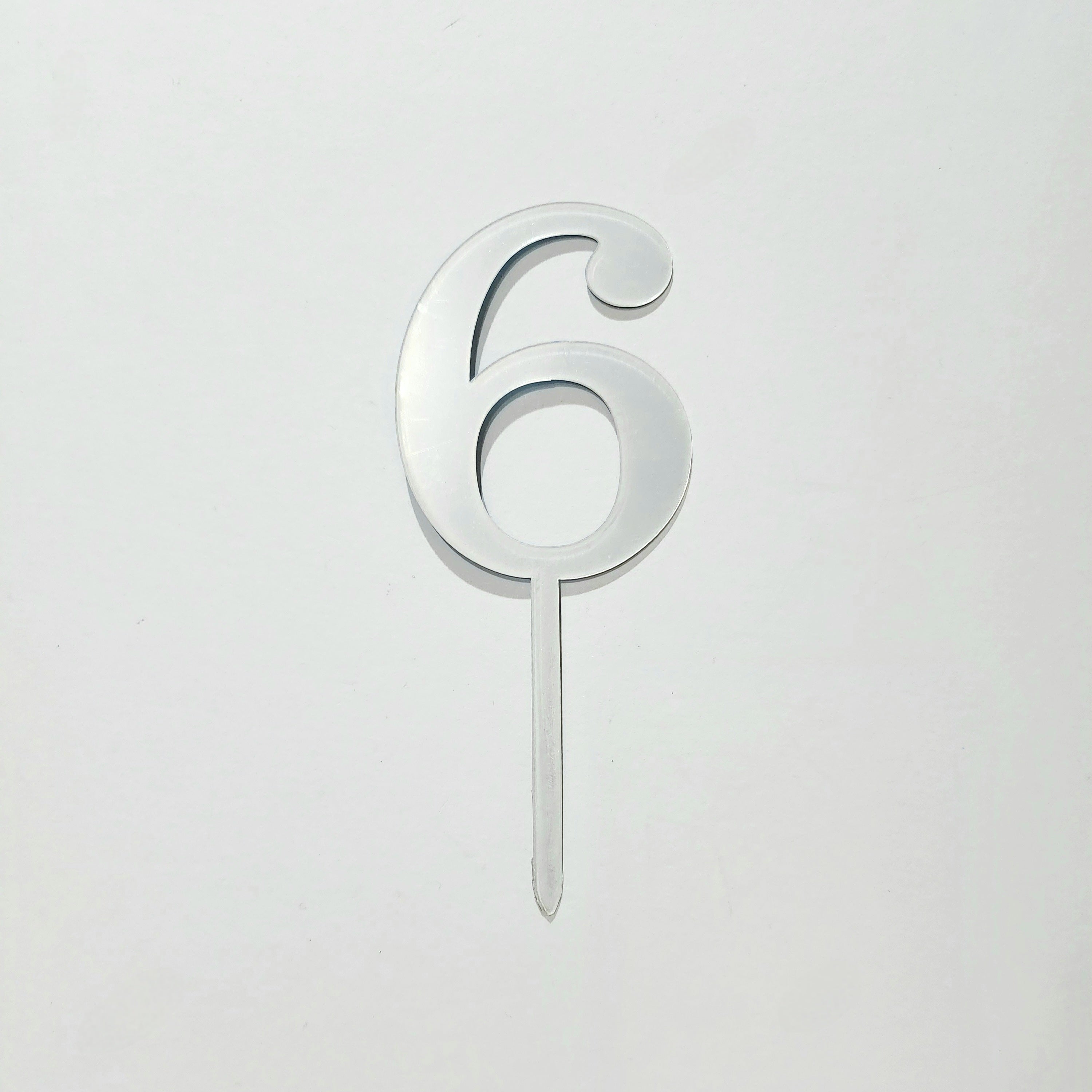 Acrylic Cake Topper - Silver - Large Number 6 | Confectioner's ...