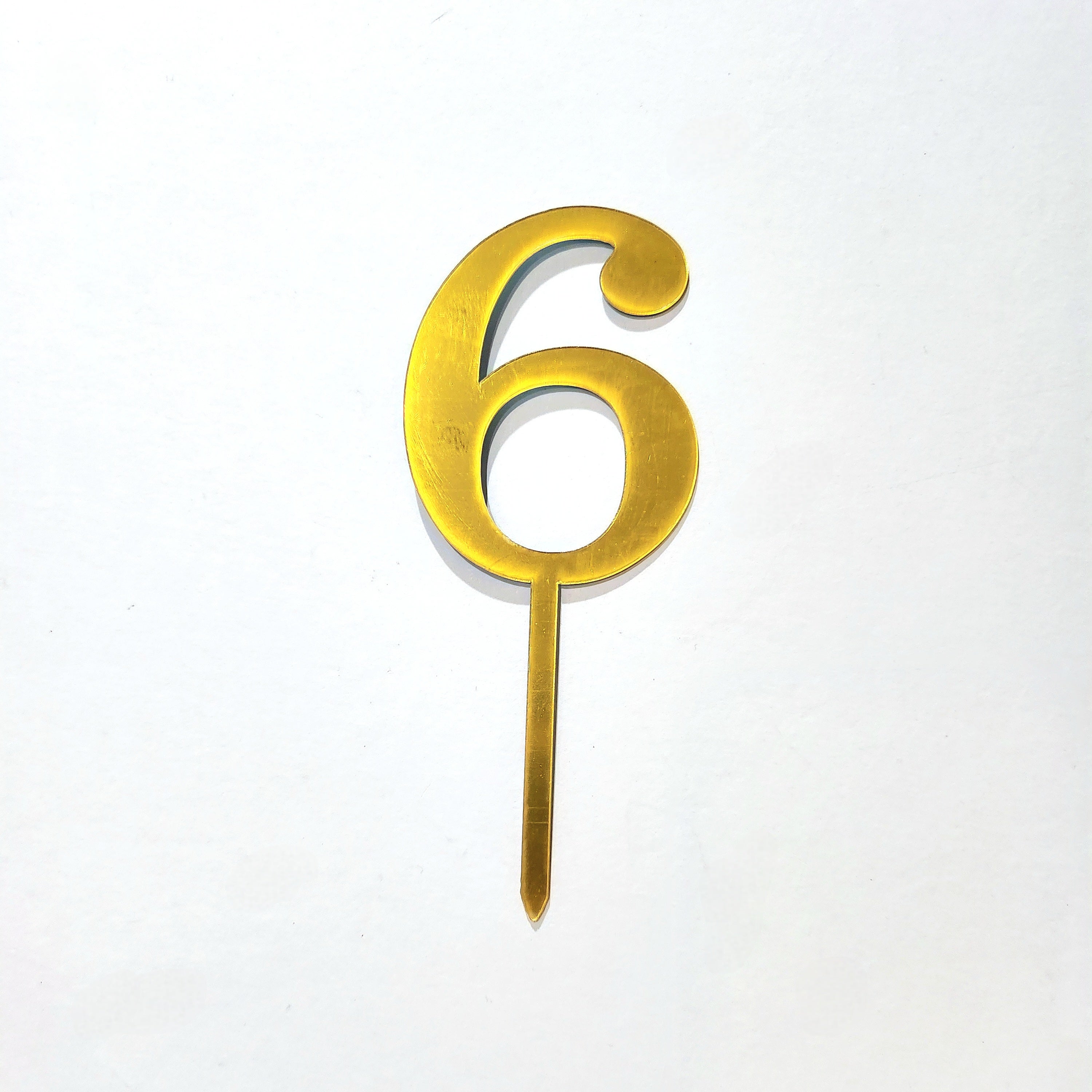 Acrylic Cake Topper - Gold - Large Number 6 | Confectioner's Favourite ...
