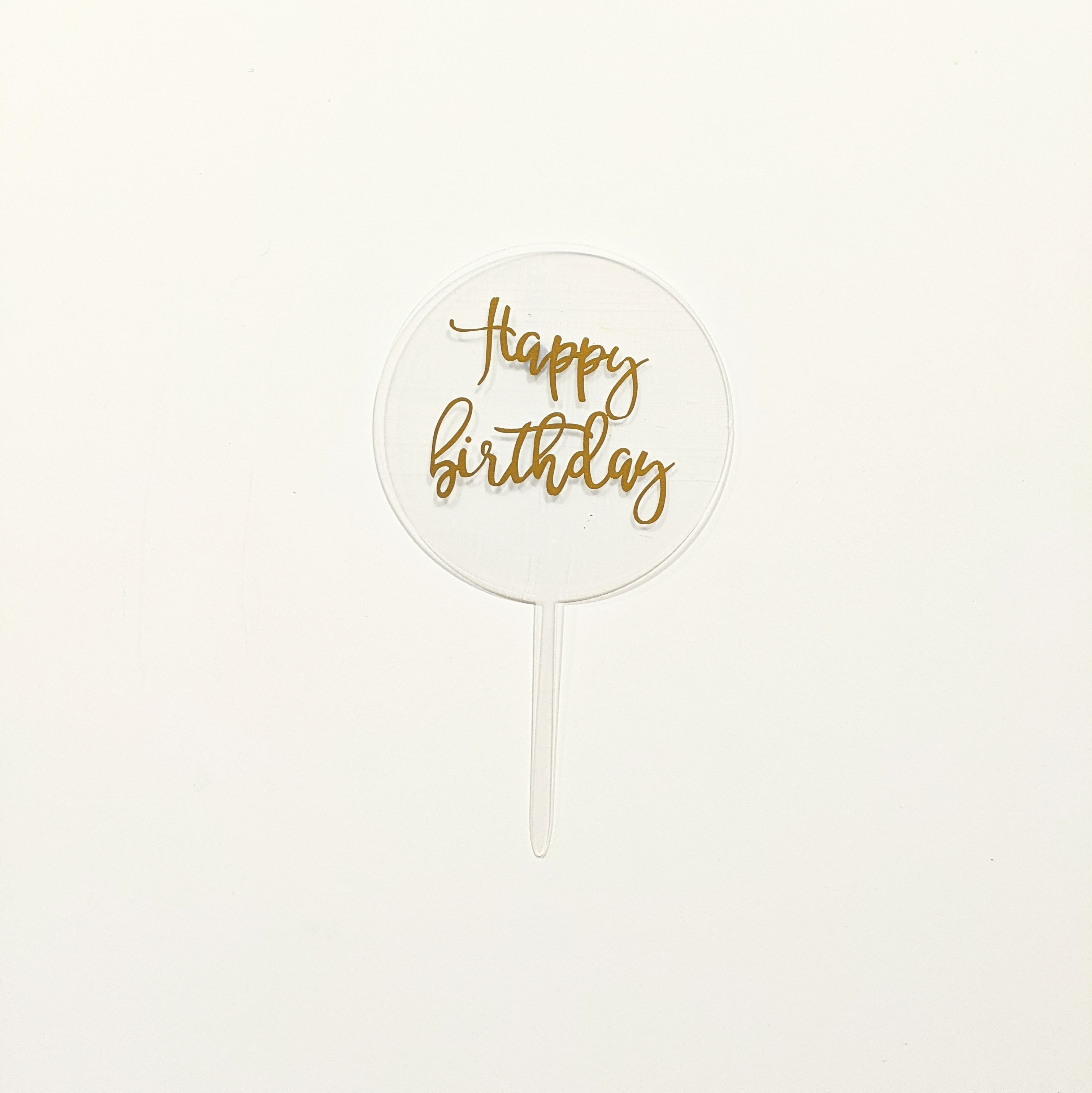 Acrylic Cake Topper - Clear - Happy Birthday Round | Confectioner's ...