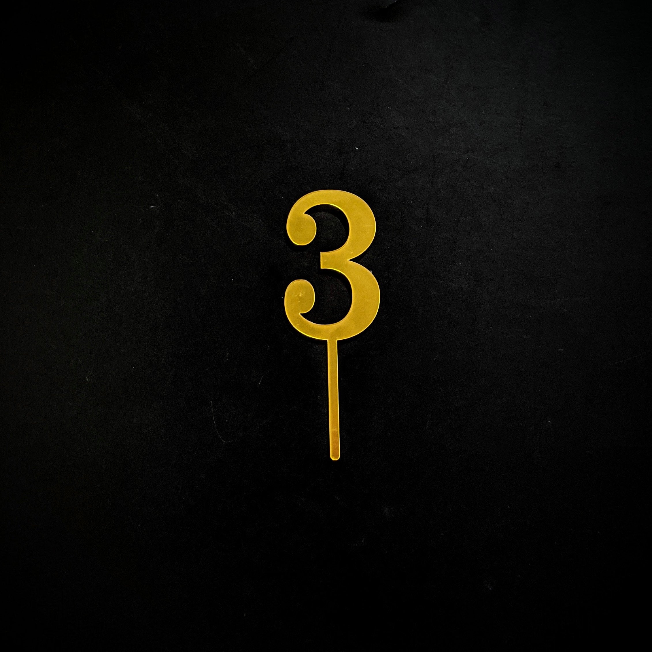 Acrylic Cake Topper - Gold - Number 3 | Confectioner's Favourite Pty Ltd